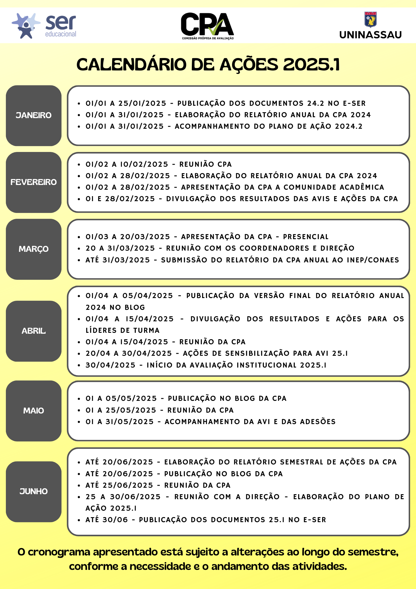 Calendario CPA 2025 | Blog dos cursos UNINASSAU